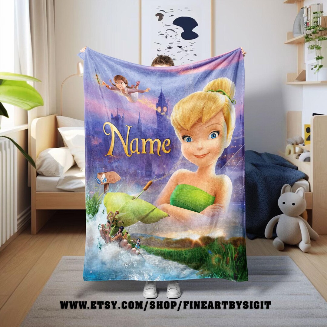 Personalized Tinker Bell Baby Blanket, Disney Tinker Bell Custom Name ...