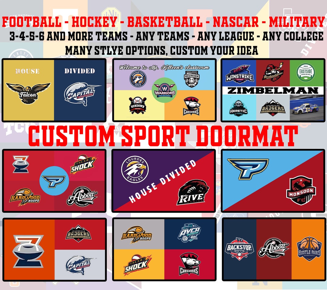 Custom House Divided Doormat, College Football - Basketball - Hockey ...