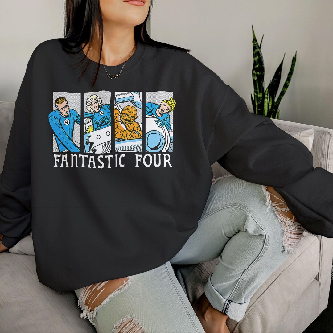 Marvel Fantastic Four Group Shot Comic Themed Panels Shirt, Disney ...