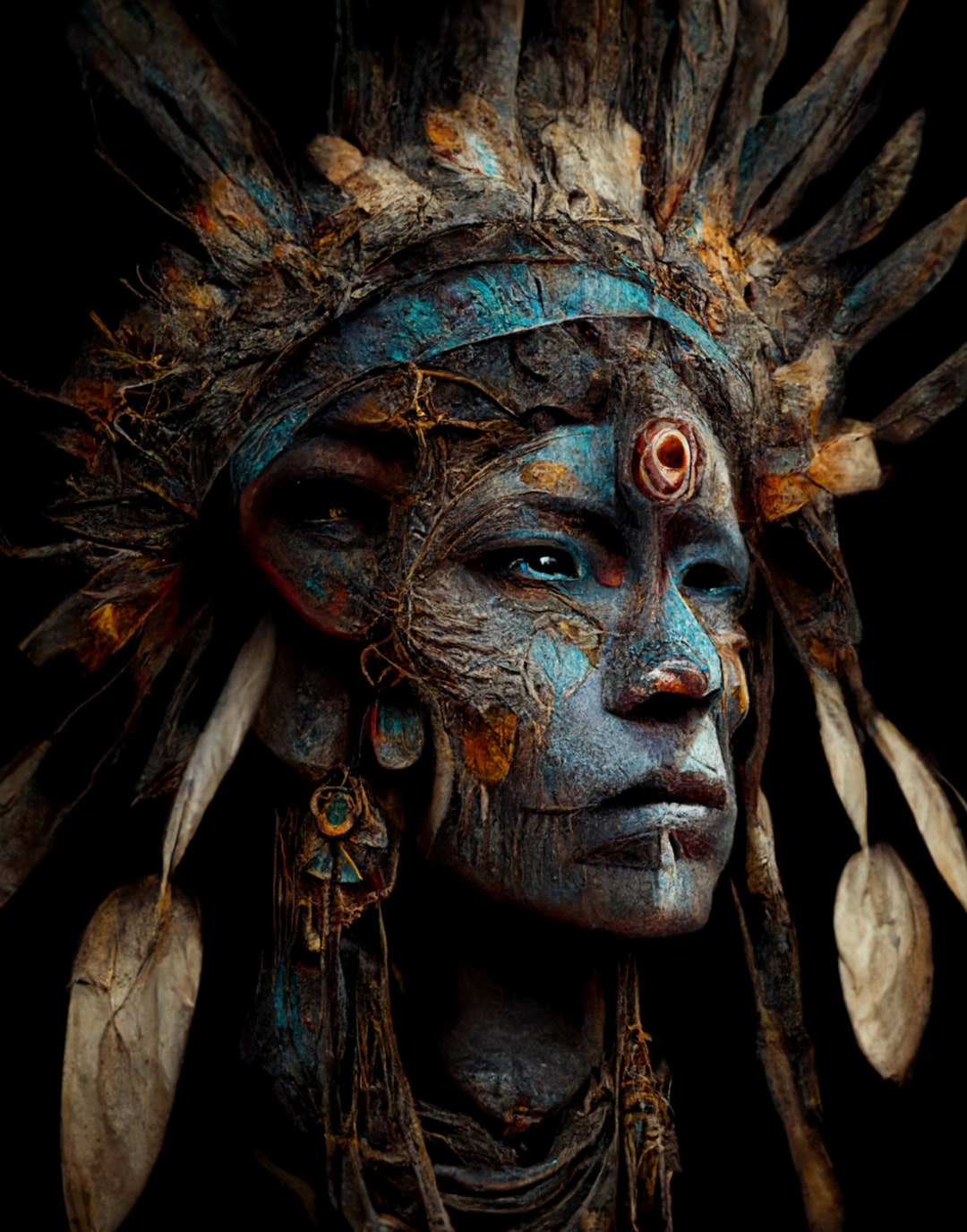 Female Shaman, Native American Woman, Digital Art Print Available in A5 ...