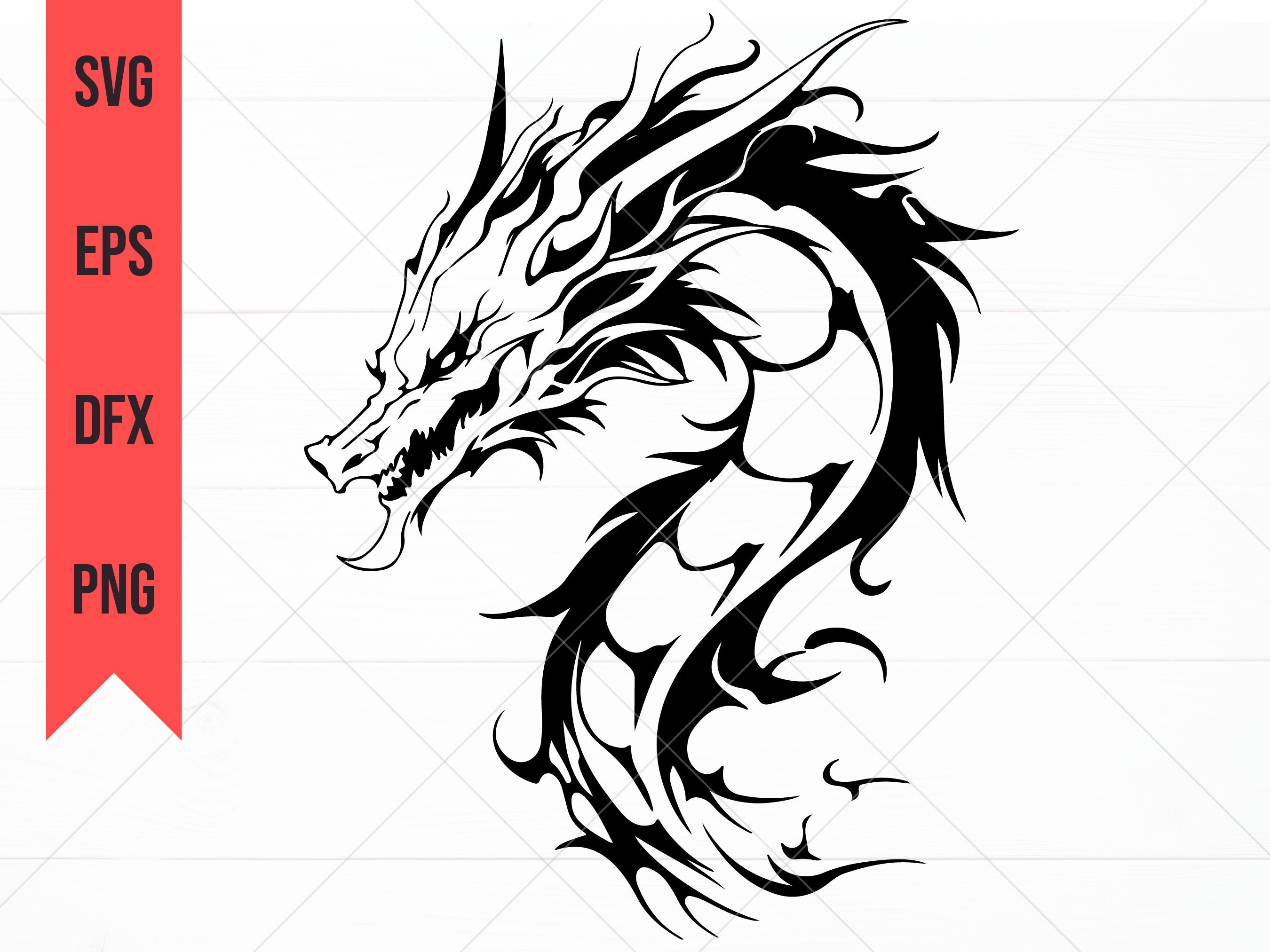 Dragon SVG File Fantasy Dragon Head Silhouette - Etsy