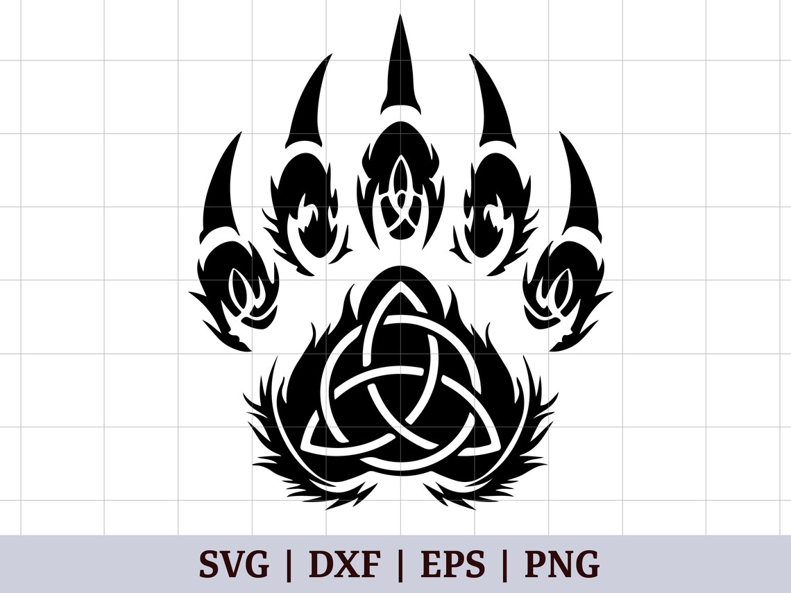 Celtic Bear Paw SVG File Bear Claw With Trinity Knot Svg Cut File Triquetra Clip Art Png Celtic ...