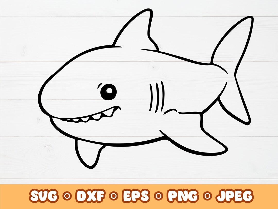 Lindo tiburón SVG Contorno de tiburón svg vector png fondo - Etsy México