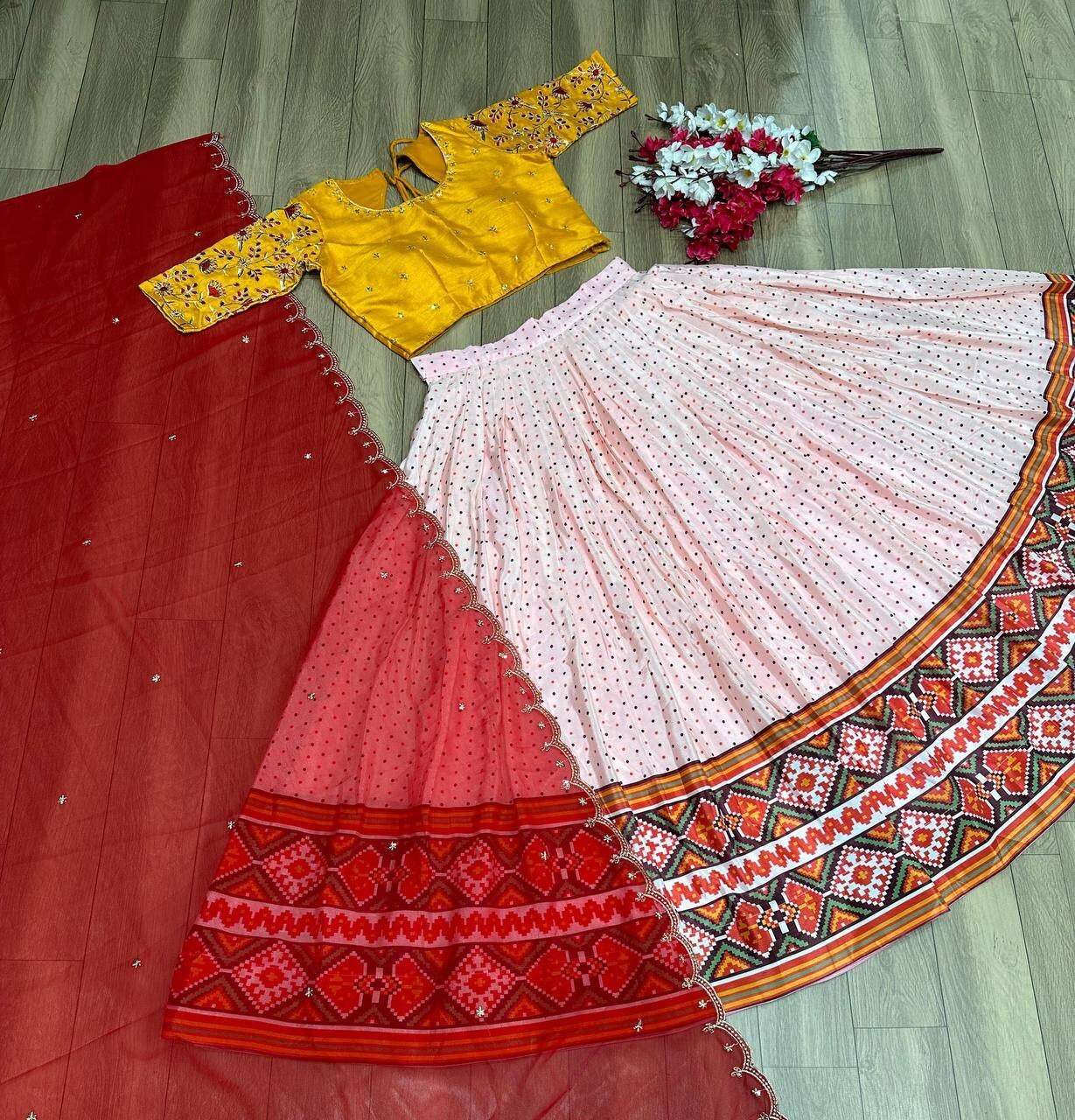 Exclusive Mono Slub Half Saree Lehenga With Chent Crep Blouse South ...