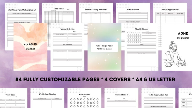 Personalized ADHD Planner Printable | 84 Pages | Canva Editable | 2 ...
