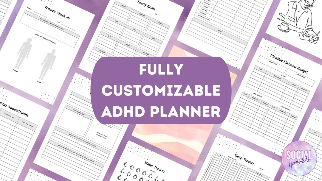 Personalized ADHD Planner Printable | 84 Pages | Canva Editable | 2 ...