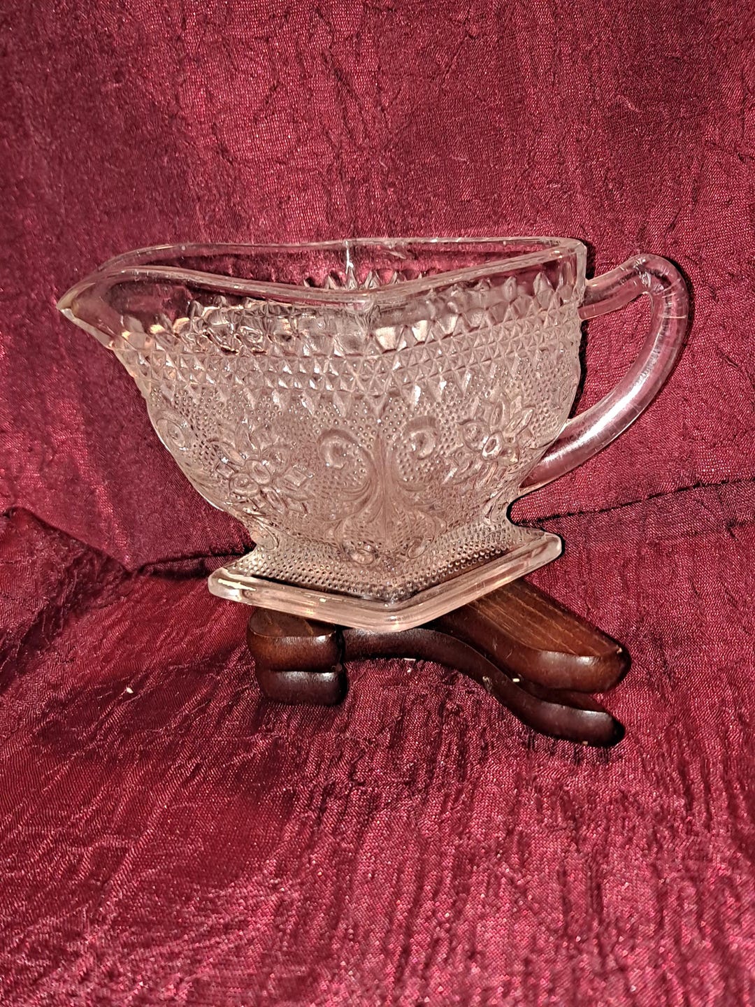 Vintage Indiana Glass Sandwich Pattern Diamond Shaped Cream Pitcher ...