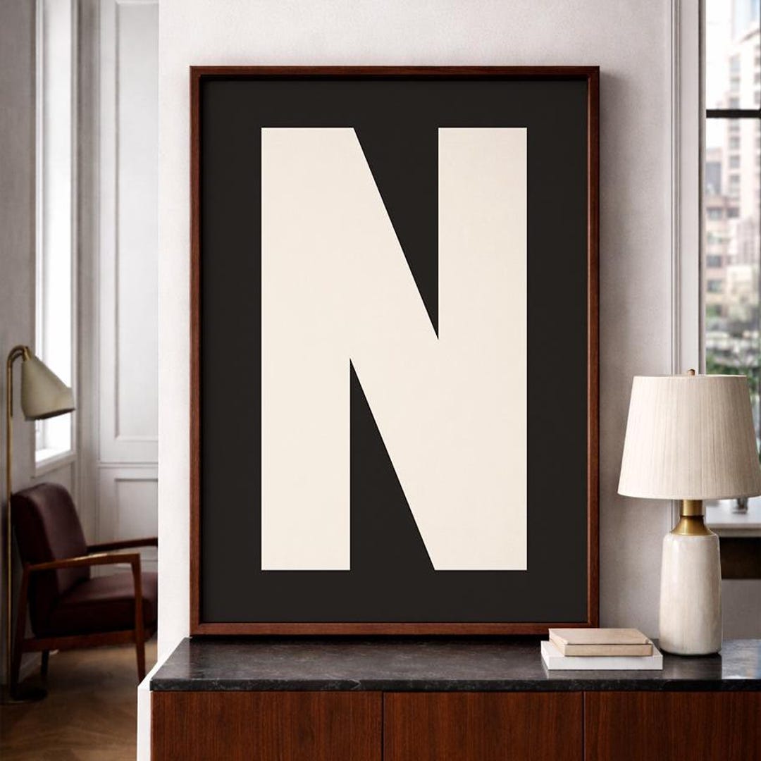 N Print - My Type of A-Z Wall Print, Digital Download, Retro Wall Art ...