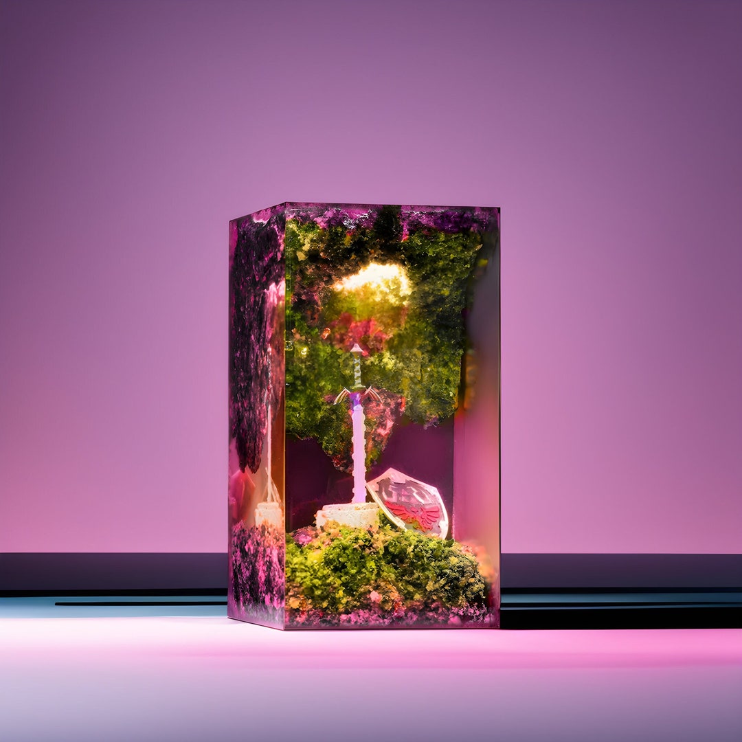 Master Sword With Zelda Shield Night Light Korok Zelda Epoxy - Etsy