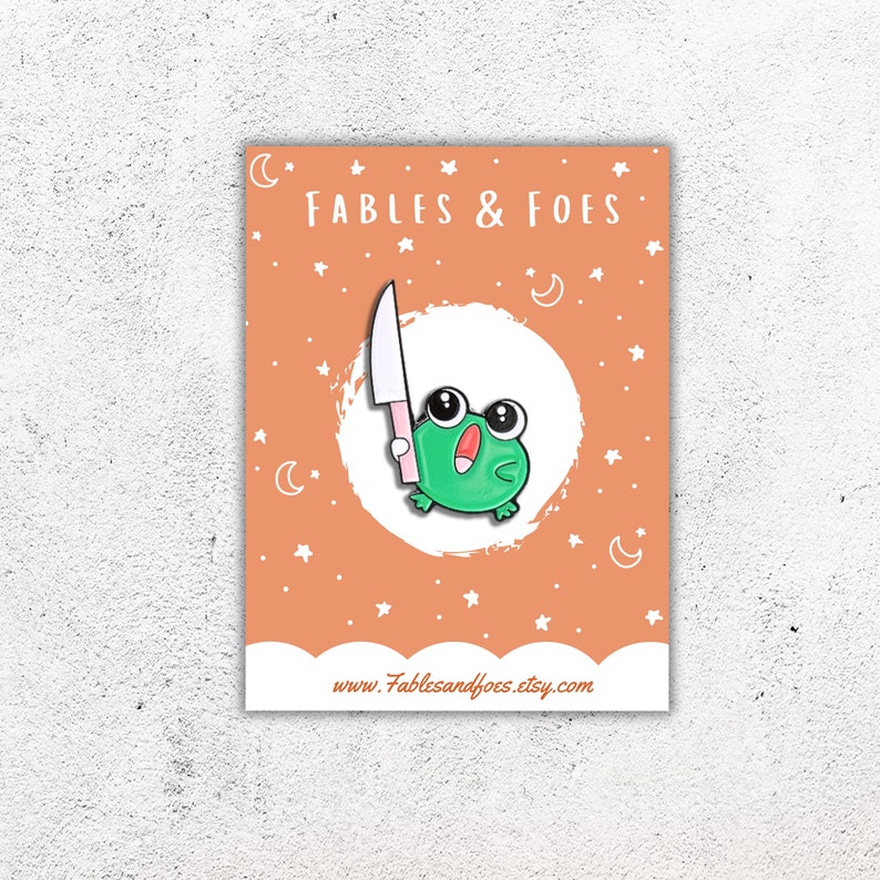 Stabby Tiny Frog Hard Enamel Pin Kawaii Anime Cartoon Fun Whimsical ...