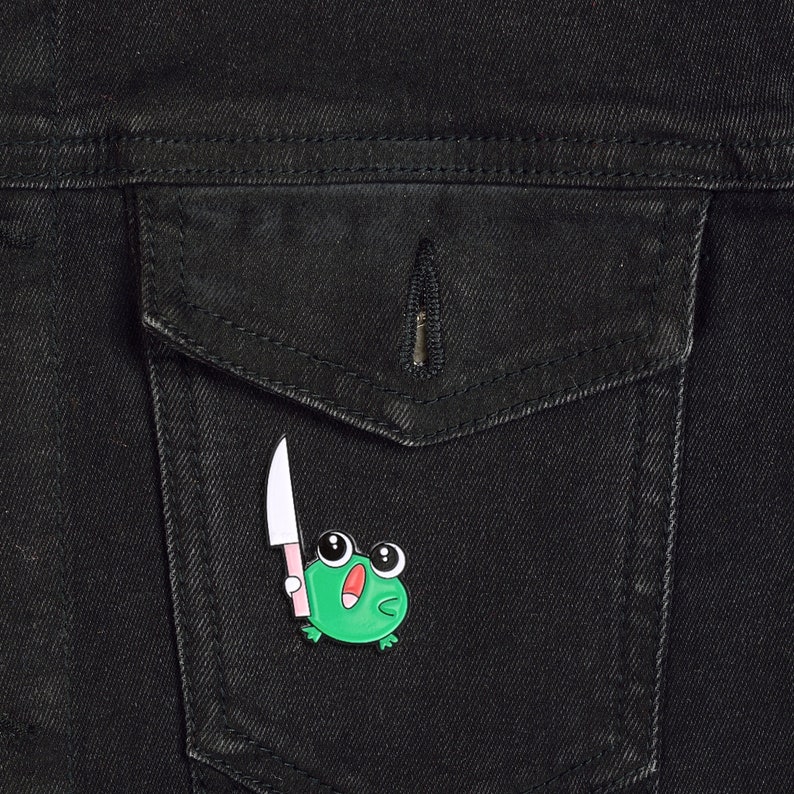 Stabby Tiny Frog Hard Enamel Pin Kawaii Anime Cartoon Fun Whimsical ...