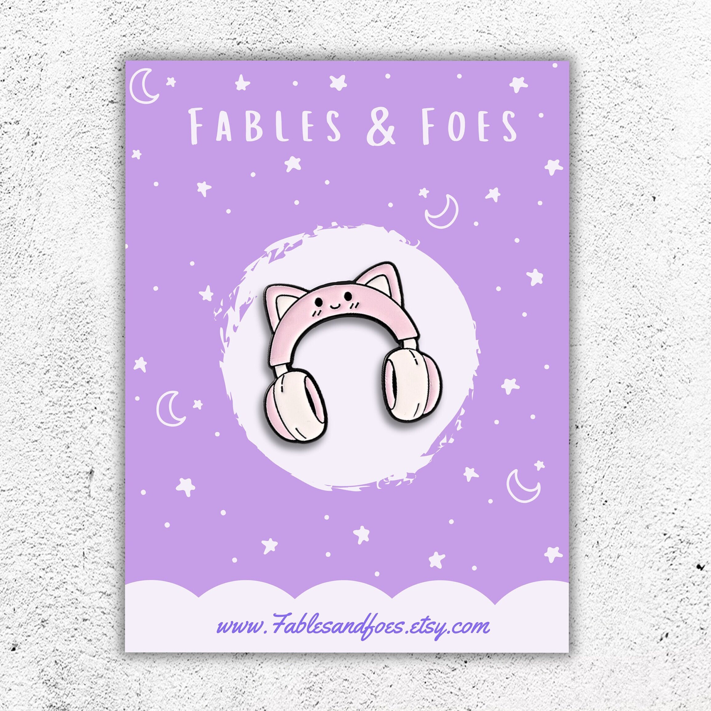 Cute Pink and White Kawaii Gamer Girl Cat Headset Enamel Pin Kitty ...