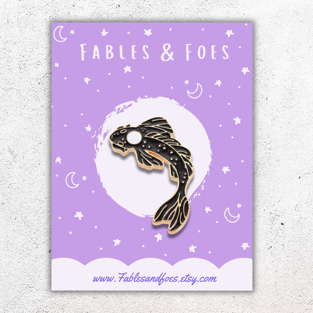 Black Constellation Koi Carp Fish Enamel Pin | Cute Animal Astrology ...