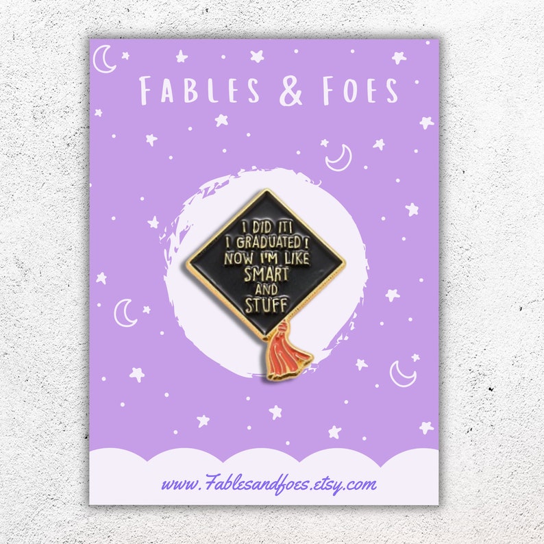 Funny Graduation Cap Hard Enamel Pin Graduation Gift University ...