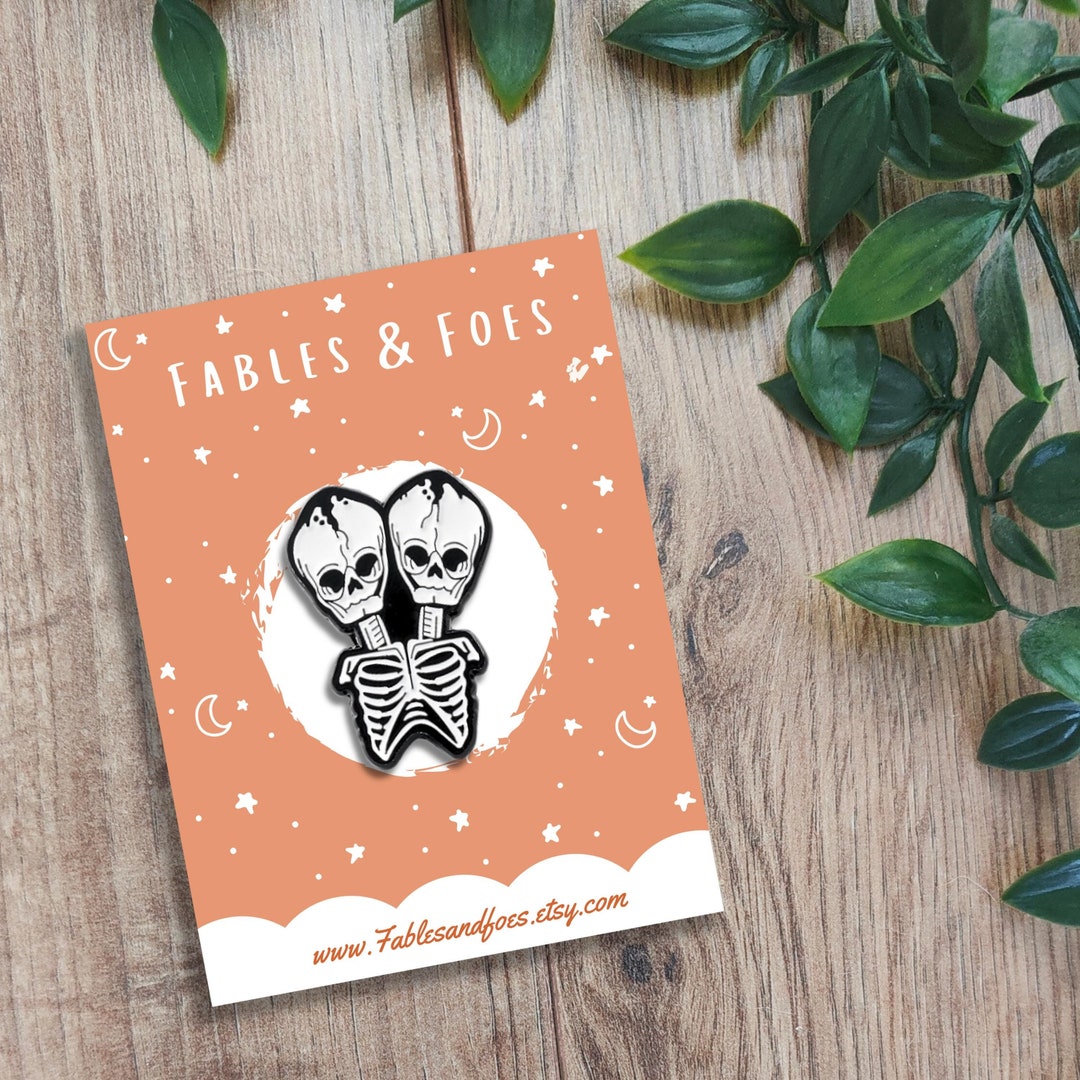 Conjoined Twins Skeleton Hard Enamel Pin | Halloween Gift | Witchy Goth ...