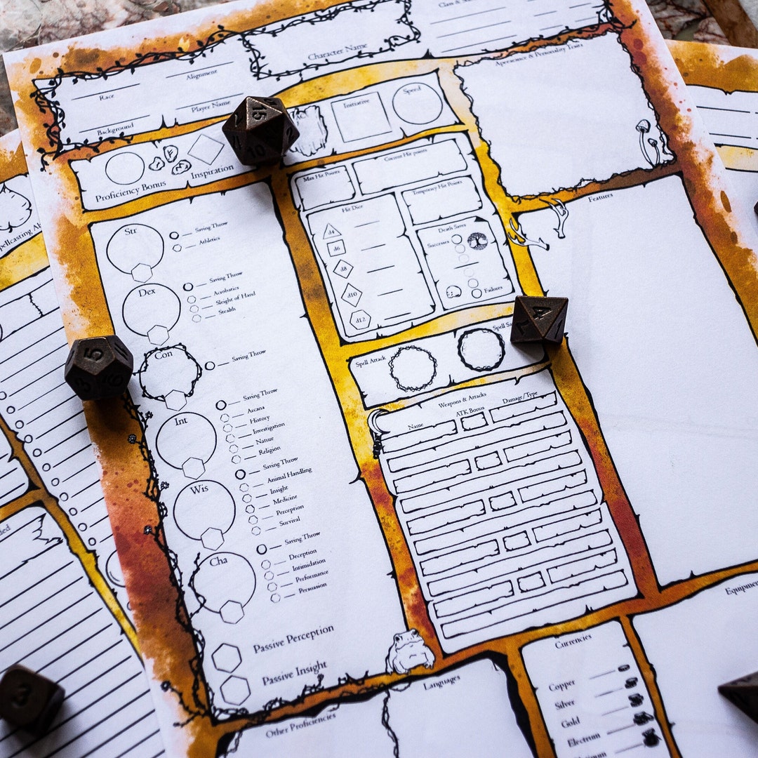 Dnd 5e Character Sheet Wildfire Druid Themed Custom - Etsy Australia