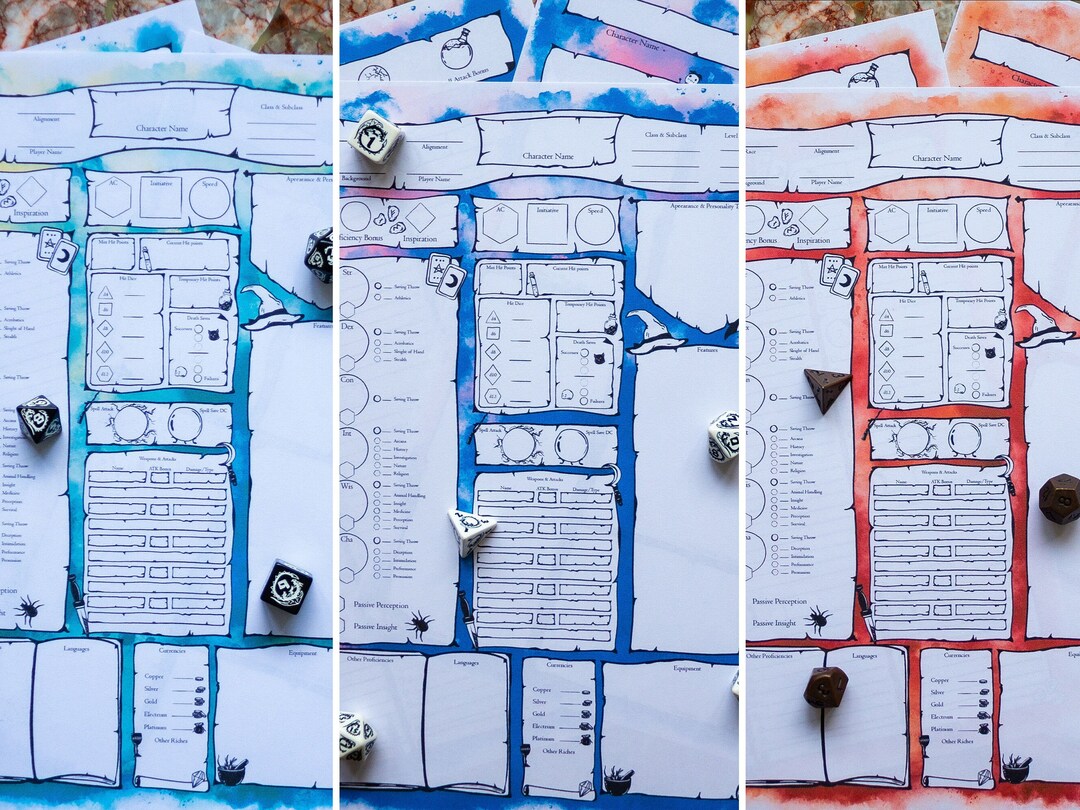 5e Character Sheet Pdf Dnd Warlock Witch Themed Ttrpg - Etsy Australia