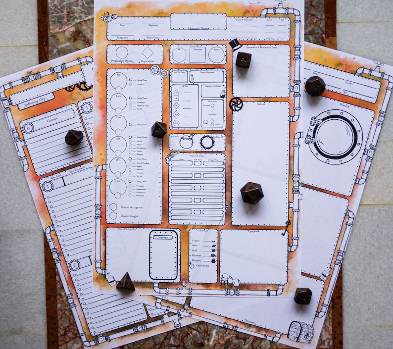 5e Character Sheet Pdf Dnd Artificer Themed Ttrpg Accessory Bundle For Dungeons And Dragons 