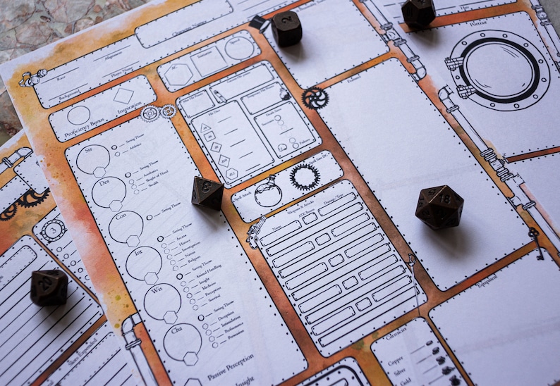 5e Character Sheet Pdf Dnd Artificer Themed Ttrpg Accessory Bundle For Dungeons And Dragons
