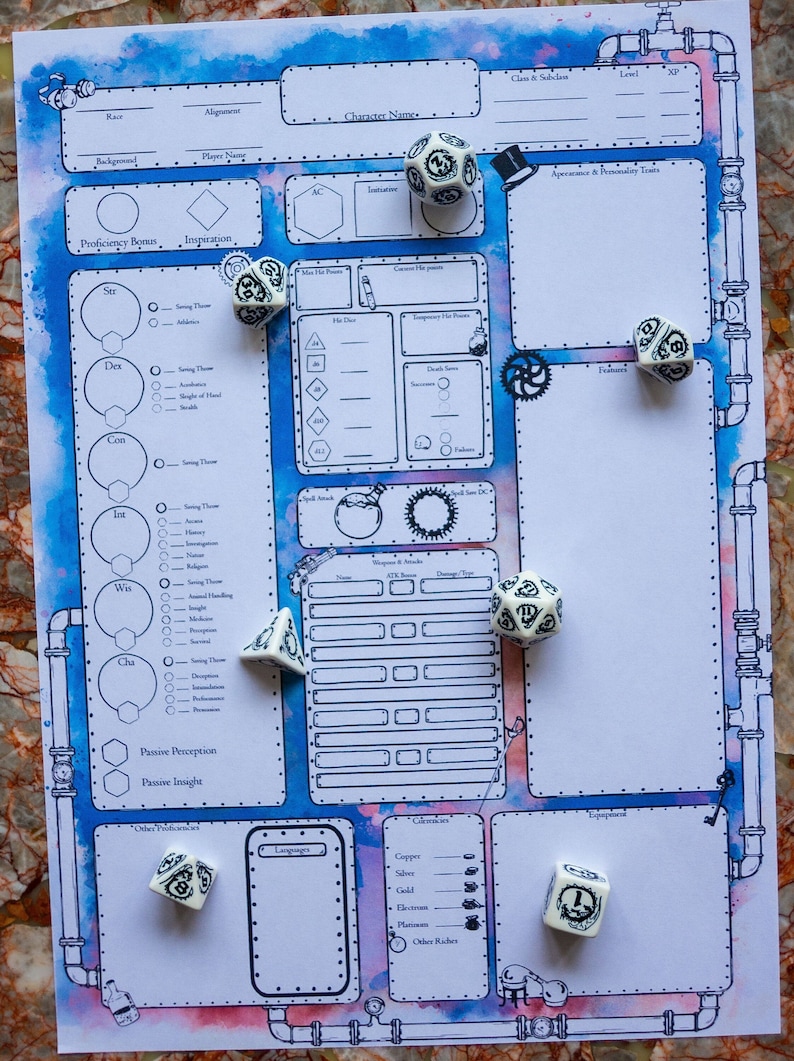Dnd 5e Character Sheet Artificer Themed Custom Printable Ttrpg Etsy 