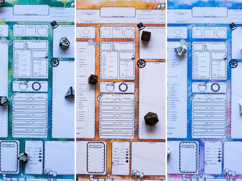 5e Character Sheet Pdf Dnd Artificer Themed Ttrpg Accessory Bundle For Dungeons And Dragons 