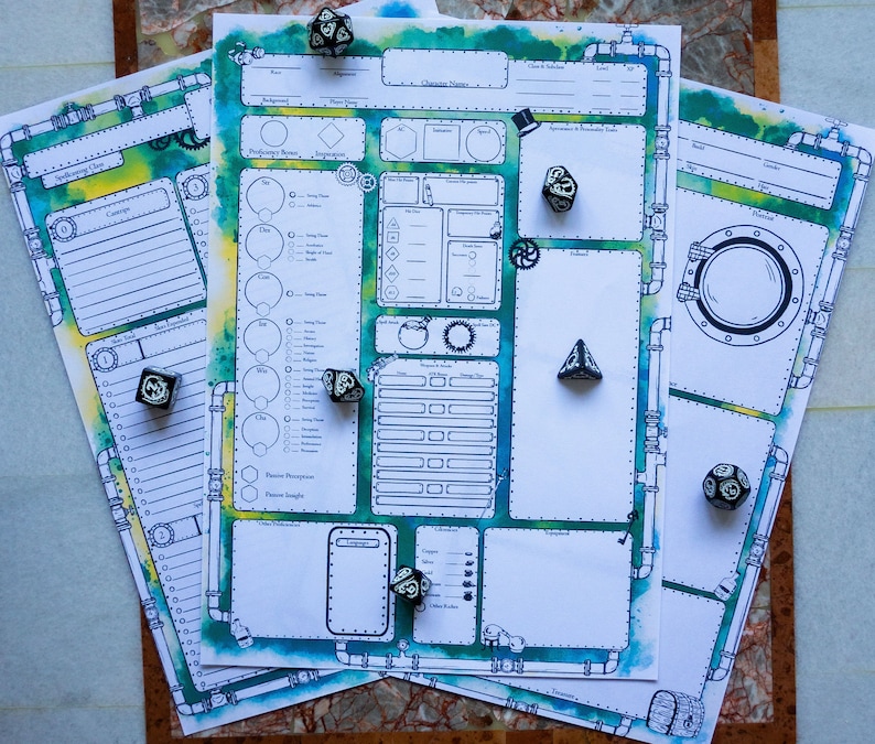 5e Character Sheet Pdf Dnd Artificer Themed Ttrpg Accessory For Dungeons And Dragons Players Dandd
