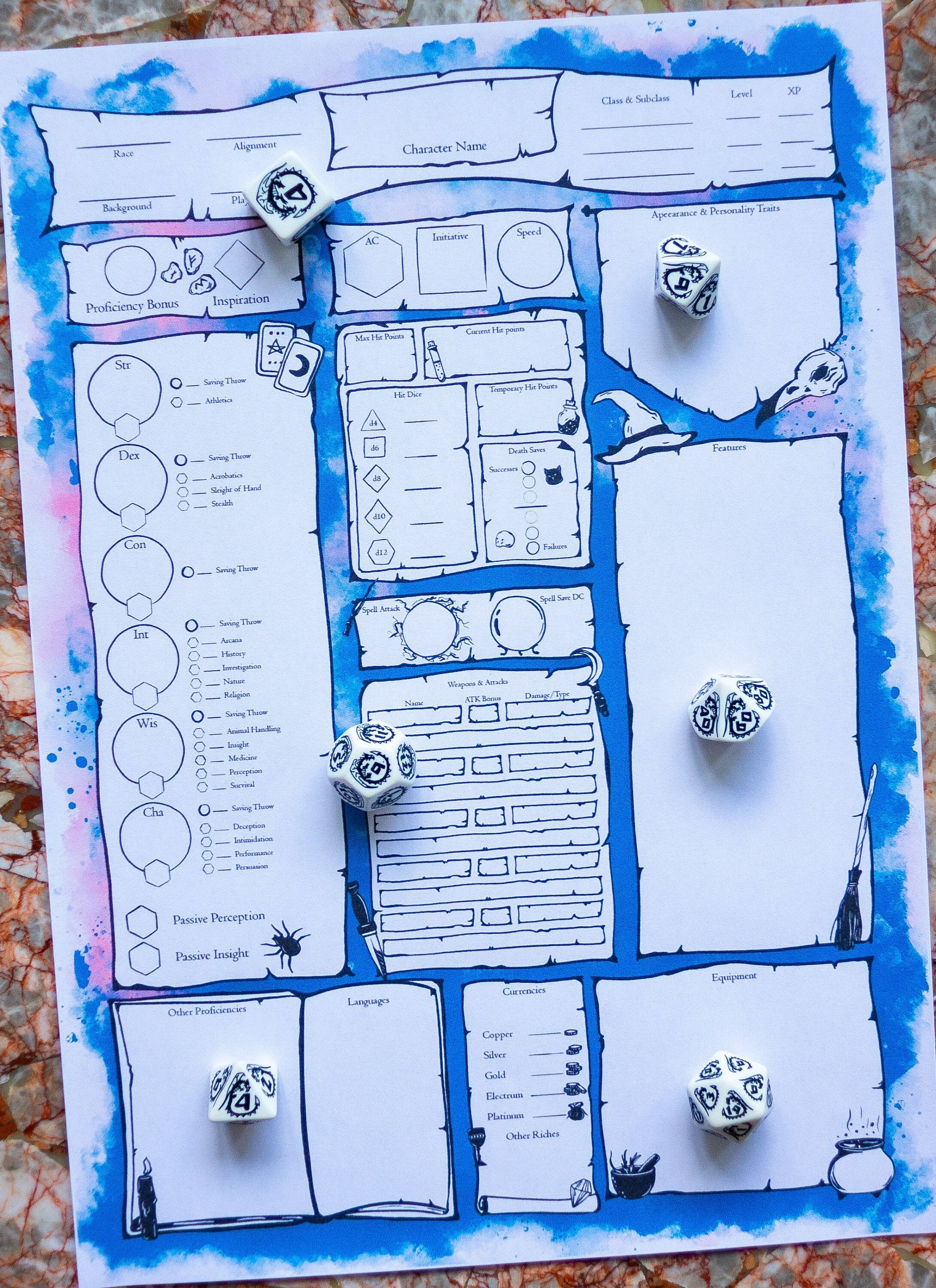 Dnd 5e Character Sheet Witch Themed Custom Printable Ttrpg - Etsy Canada