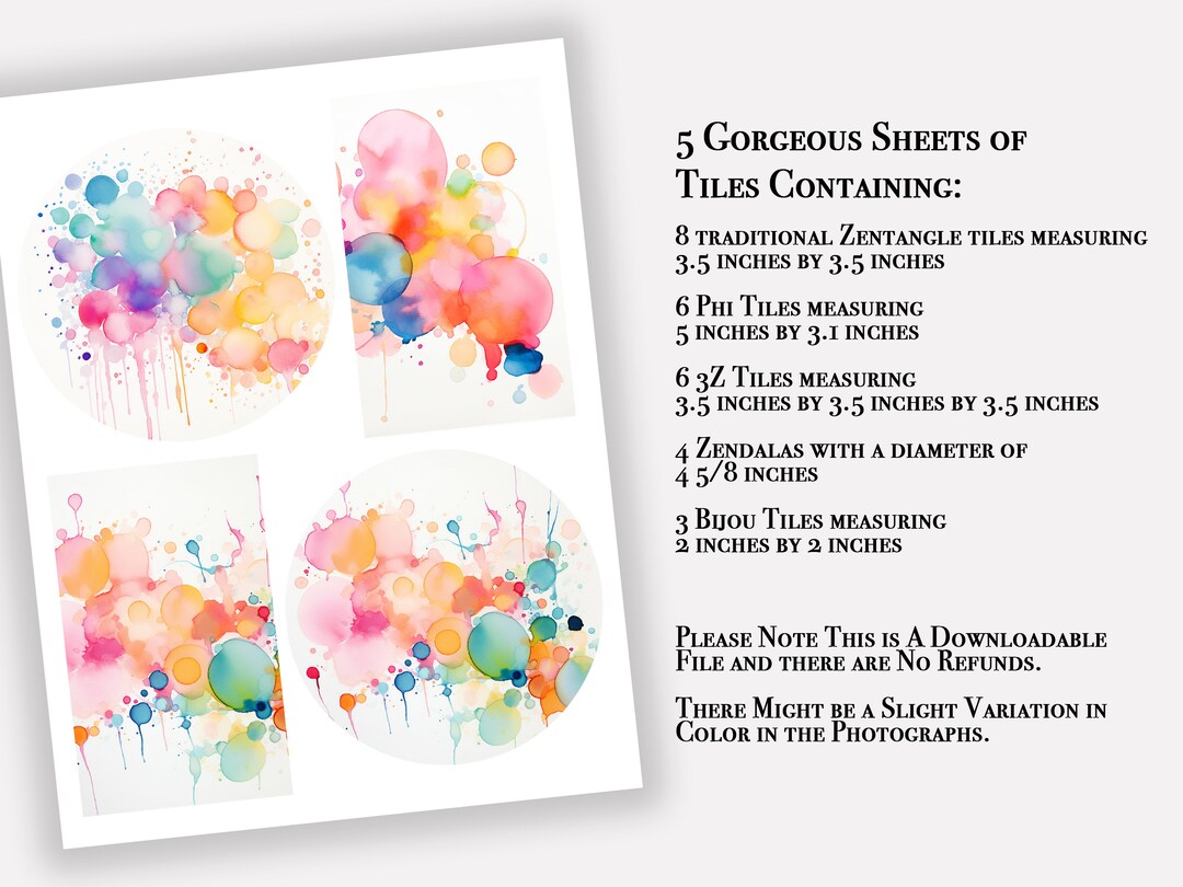 Printable Tiles for Tangling. Beautiful Watercolor Tiles for You to ...