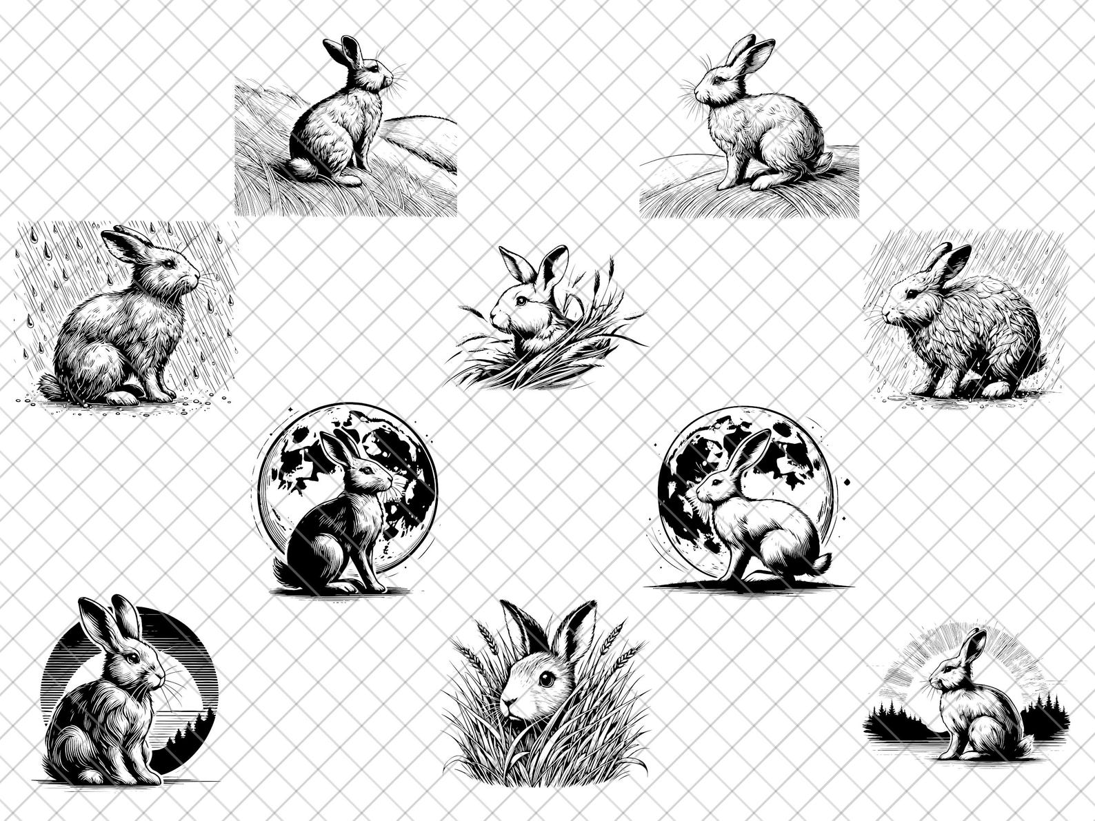 Rabbit SVG Bundle: 50 Bunny Clipart Designs (digital Download) - Etsy