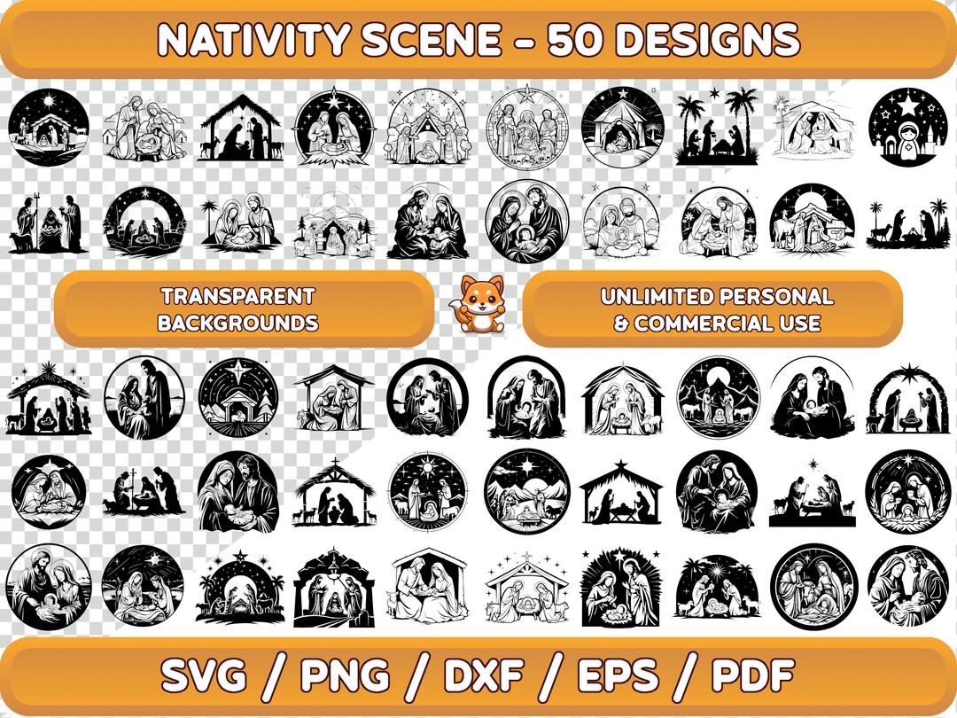 Nativity Scene SVG Bundle: Christmas Ornament, Clipart, Decoration ...