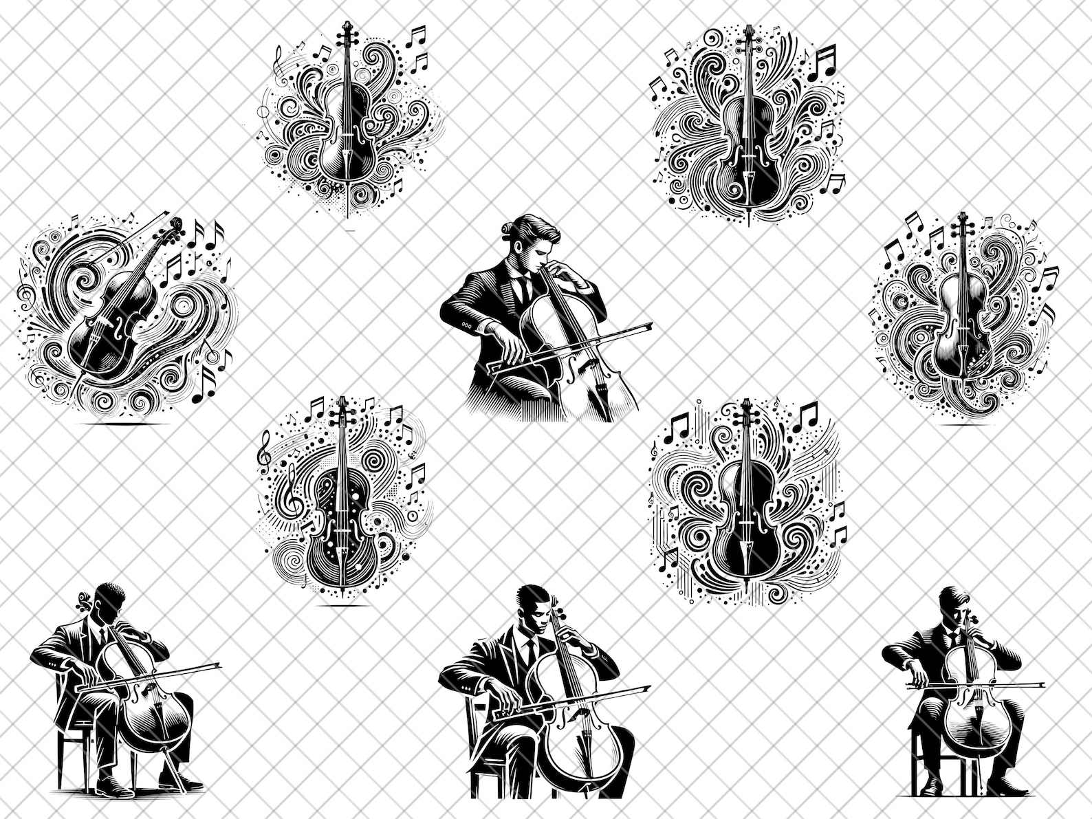 Cello Art Bundle, Cello Svg, Cello Clipart, Cello Png, Cello Wall Art ...