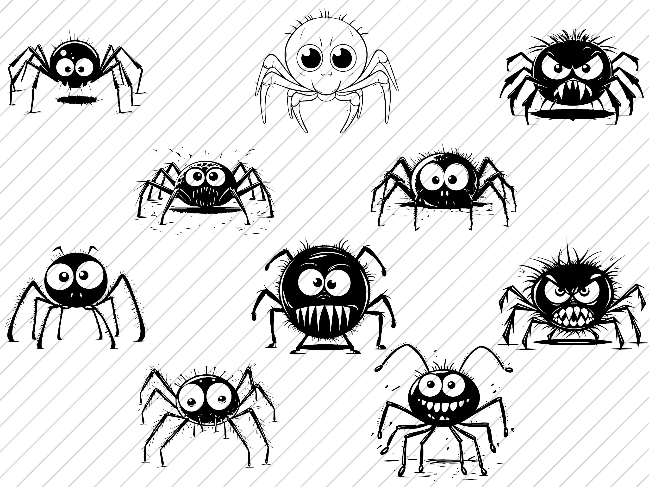 Spider Svg Bundle, Cartoon Spider Bundle, Halloween Spider Clipart ...