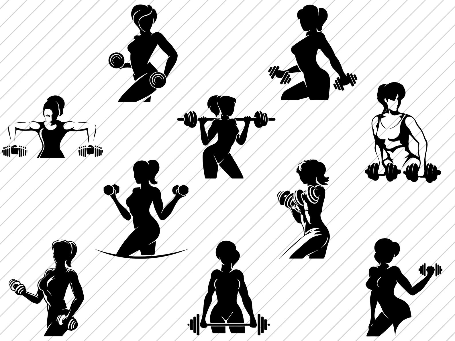 Weight Lifting Woman SVG Bundle, Keep Fit Svg, Work Out Svg, Fitness ...