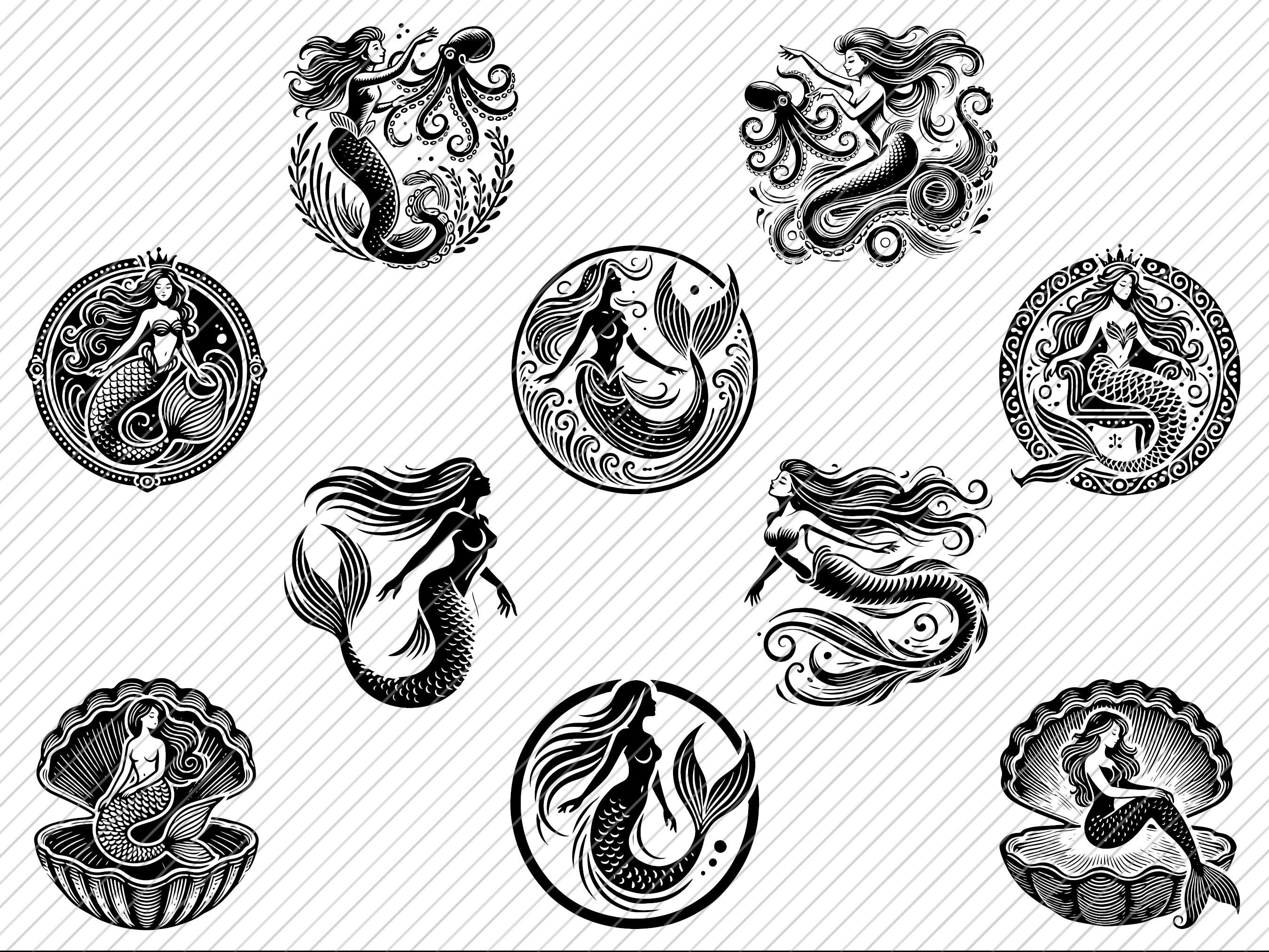 Mermaid Svg Bundle, Mermaid Svg Files, Dnd Svg, Fantasy Svg, Mermaid ...