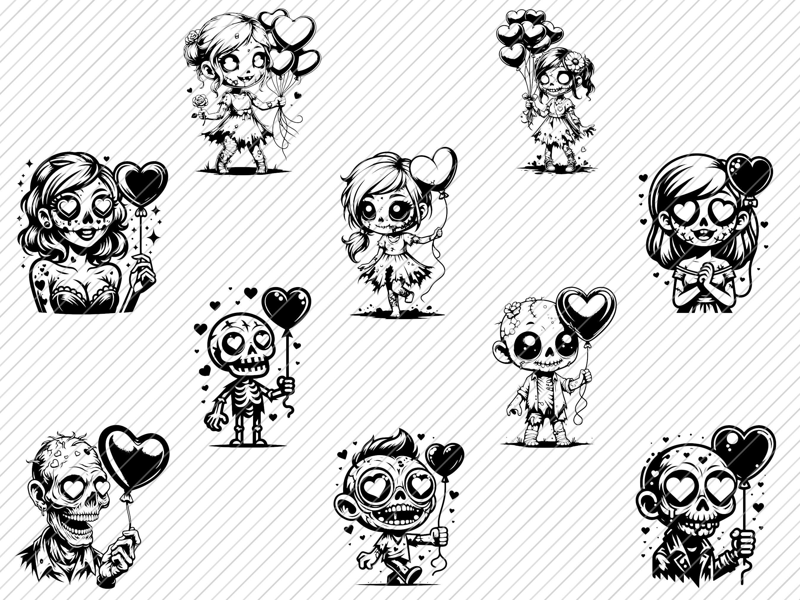 Valentine Zombie Svg Bundle, Zombie Svg, Zombie Png, Valentine Svg ...
