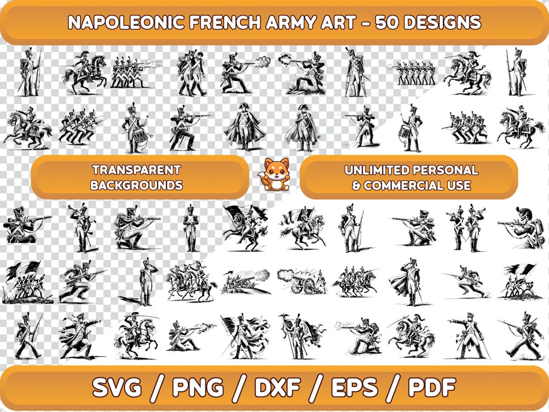 Napoleonic French Army Art Bundle: 50 Designs (SVG, PNG, PDF) - Etsy