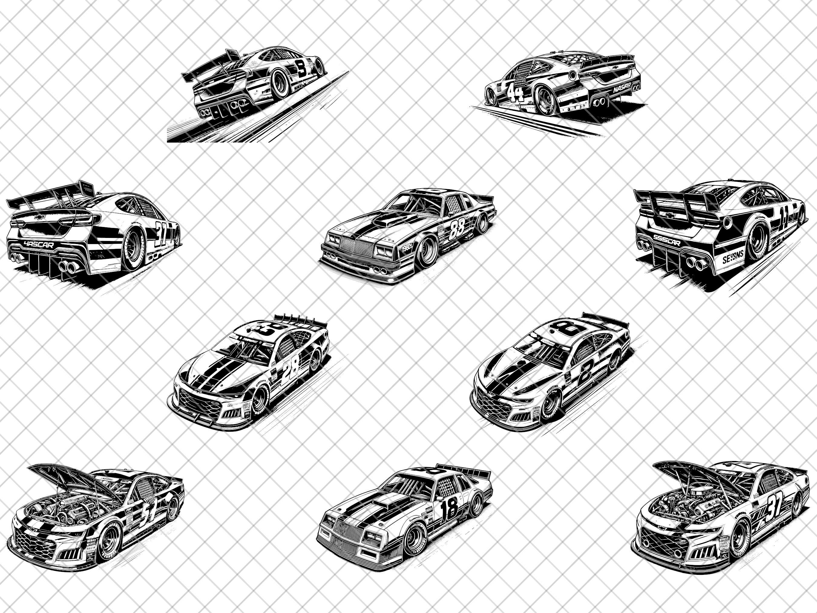 NASCAR Art Bundle, NASCAR Svg, NASCAR Clipart, Nascar Silhouette ...