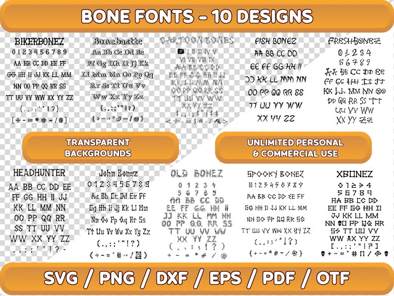 10 Bone Font SVG Bundle Canva Font Halloween Font - Etsy