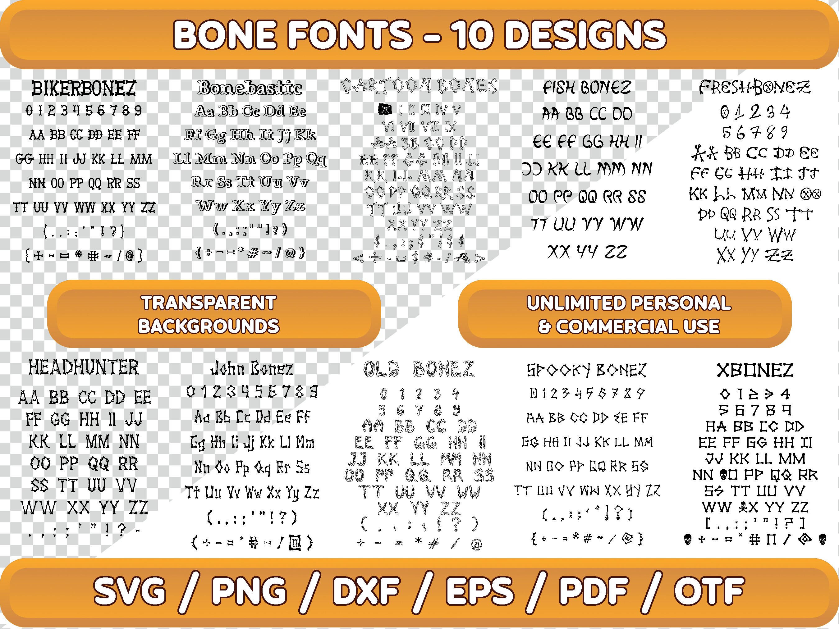 10 Bone Font SVG Bundle Canva Font Halloween Font - Etsy