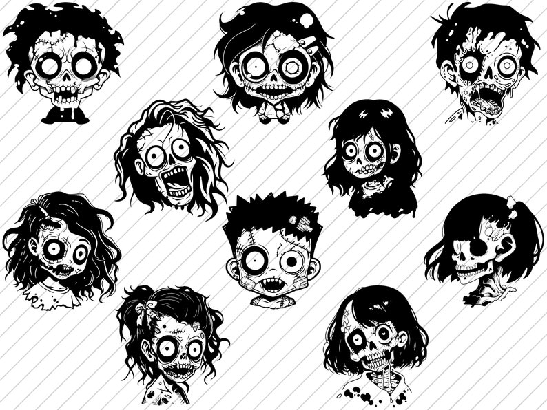 Zombie Svg Bundle, Cartoon Zombie, Zombie Bundle, Monster Svg, Kawaii ...