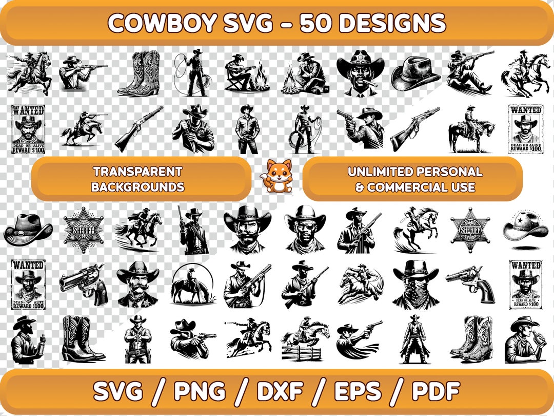 Cowboy SVG Bundle: Western Graphics for Cricut (digital Download) - Etsy