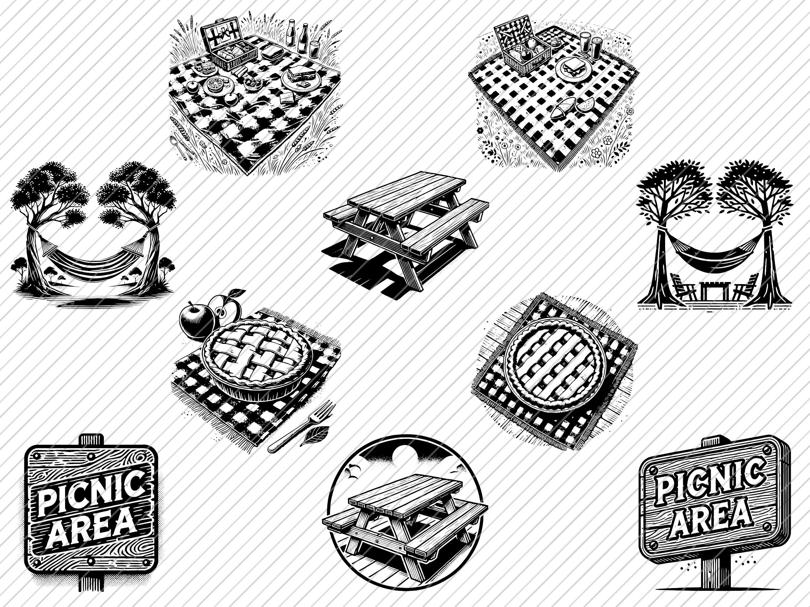 Picnic SVG Bundle: Summer Clip Art, Food & Camping Designs (digital ...