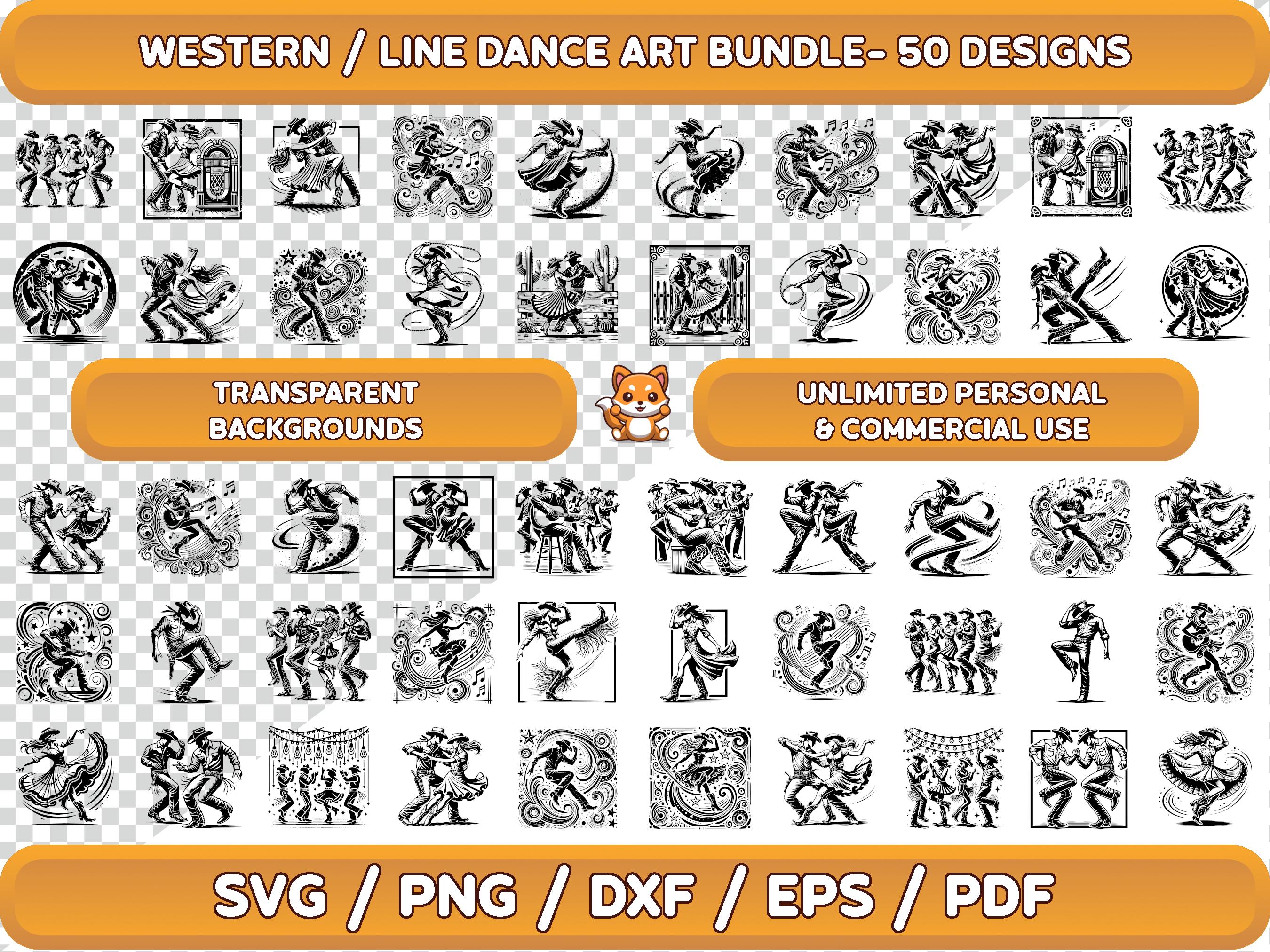 Western Line Dance Clipart Bundle: 50 SVG PNG Designs (digital Download ...