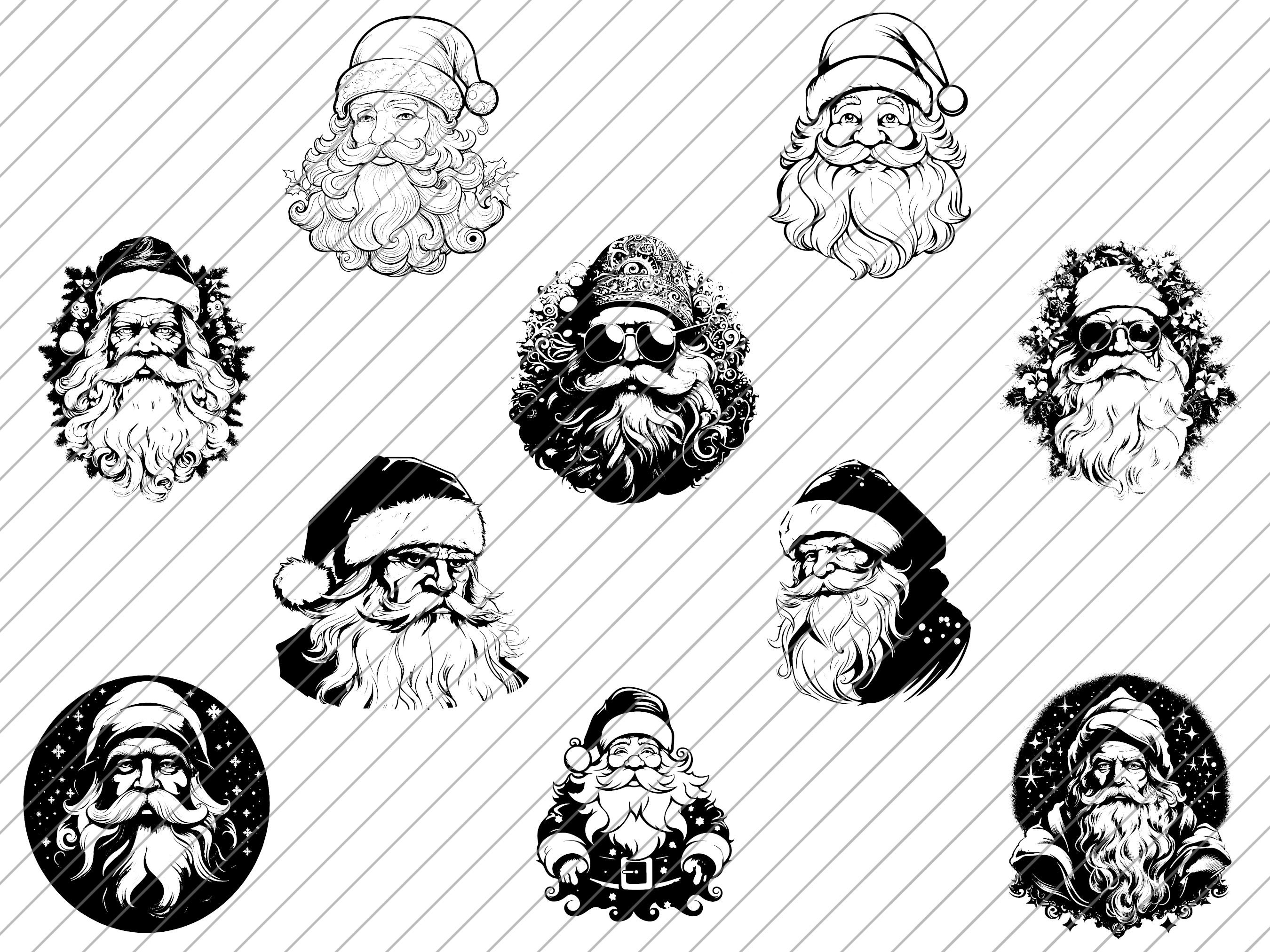 Santa Face Svg Bundle, Santa Head Svg Bundle, Santa Clause Svg, Cute ...