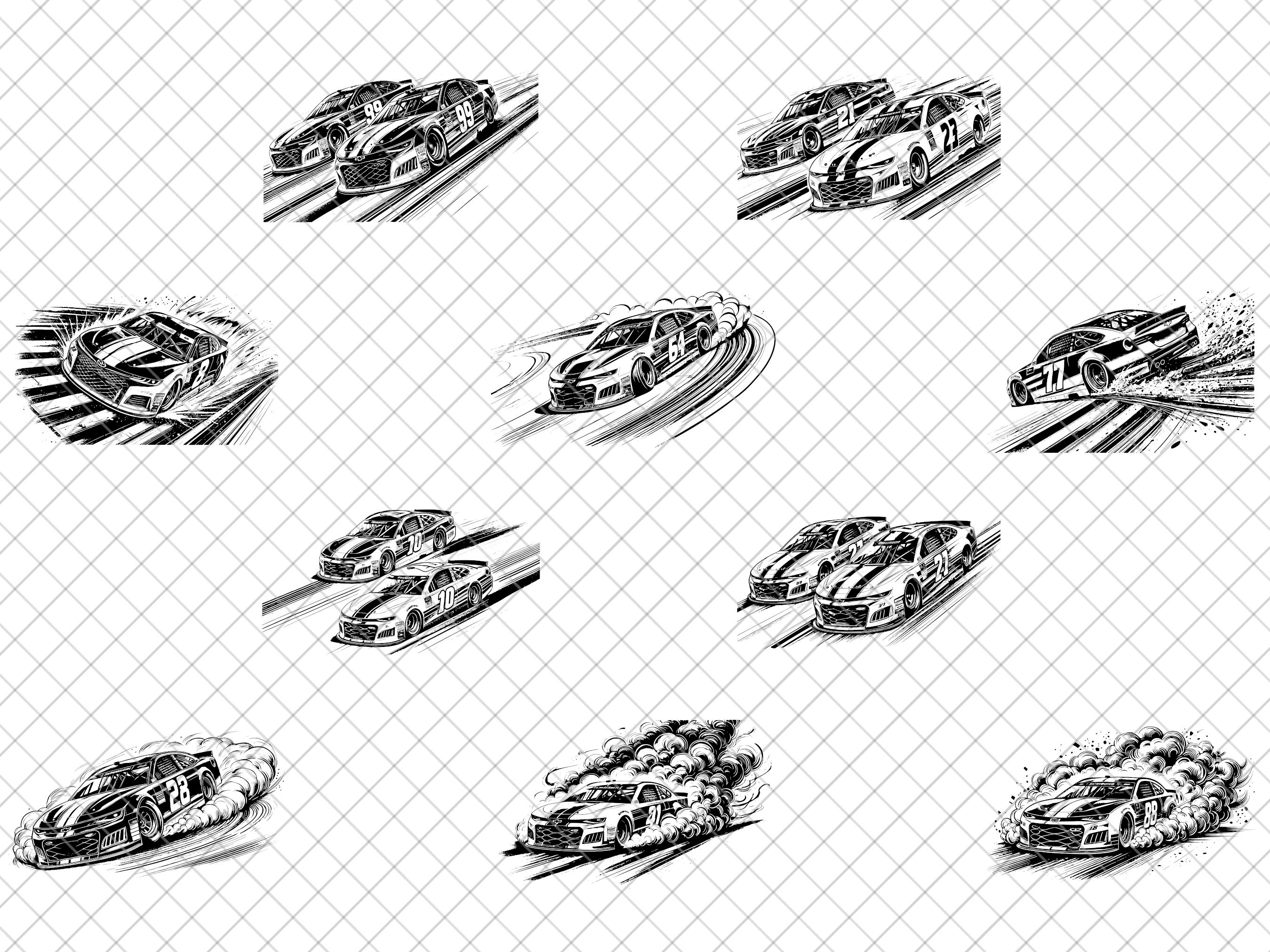 NASCAR Art Bundle, NASCAR Svg, NASCAR Clipart, Nascar Silhouette ...