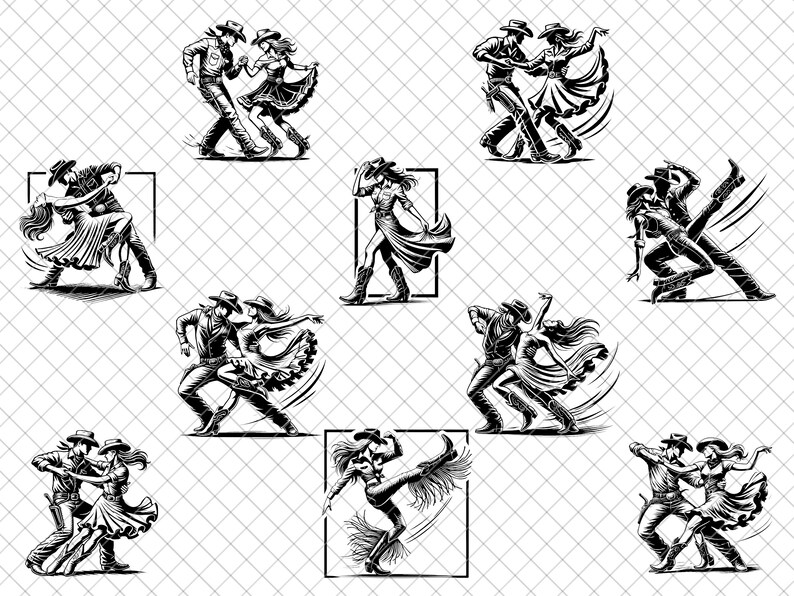 Western Line Dance Clipart Bundle: 50 SVG PNG Designs (digital Download ...