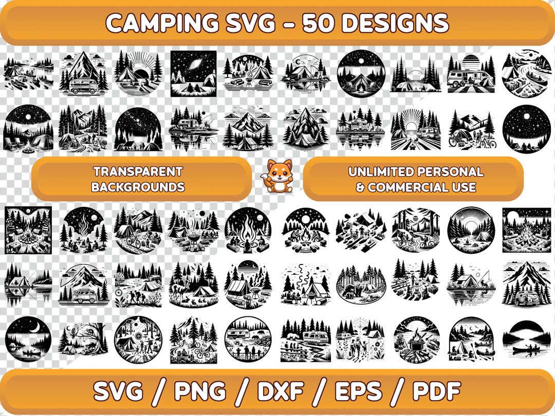 Camping SVG Bundle: 50 Outdoor Designs (digital Download) - Etsy
