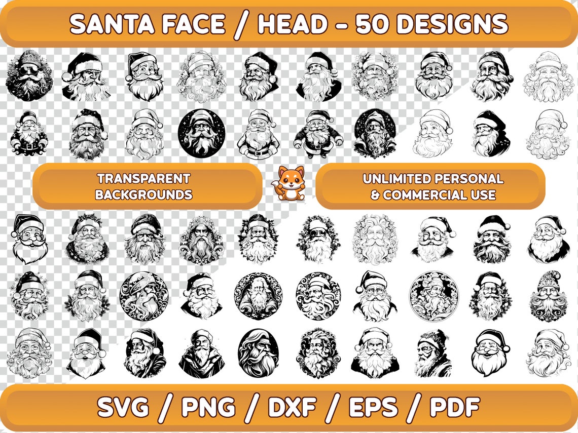Santa Face Svg Bundle, Santa Head Svg Bundle, Santa Clause Svg, Cute ...