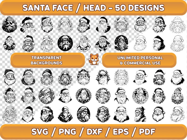 Santa Face Svg Bundle, Santa Head Svg Bundle, Santa Clause Svg, Cute ...