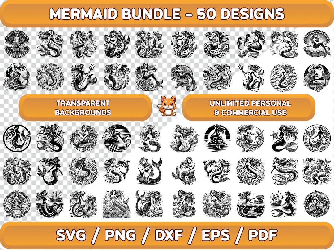 Mermaid Svg Bundle, Mermaid Svg Files, Dnd Svg, Fantasy Svg, Mermaid ...